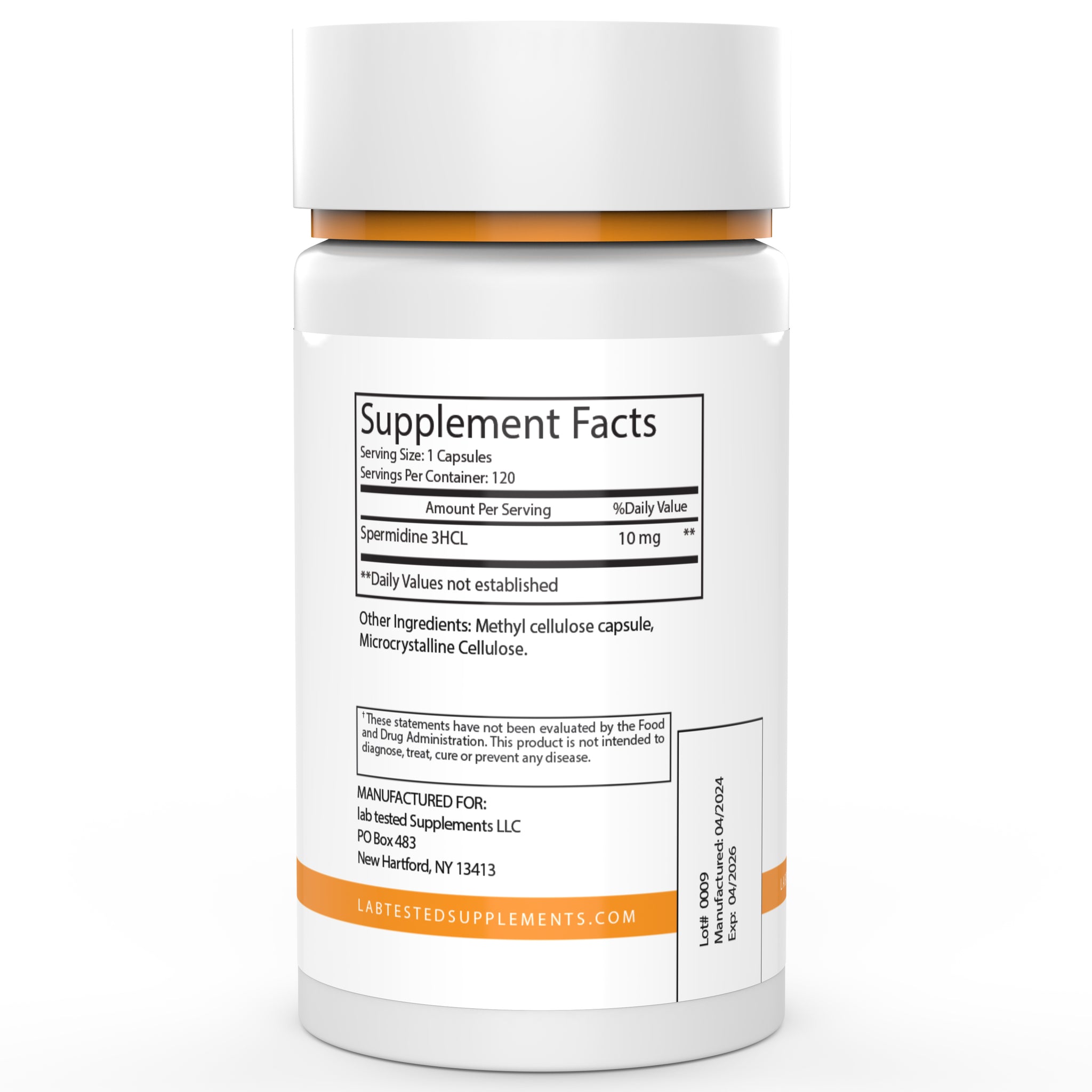 Spermidine 3HCL - 120 10mg capsules - 4 month supply – Lab Tested ...